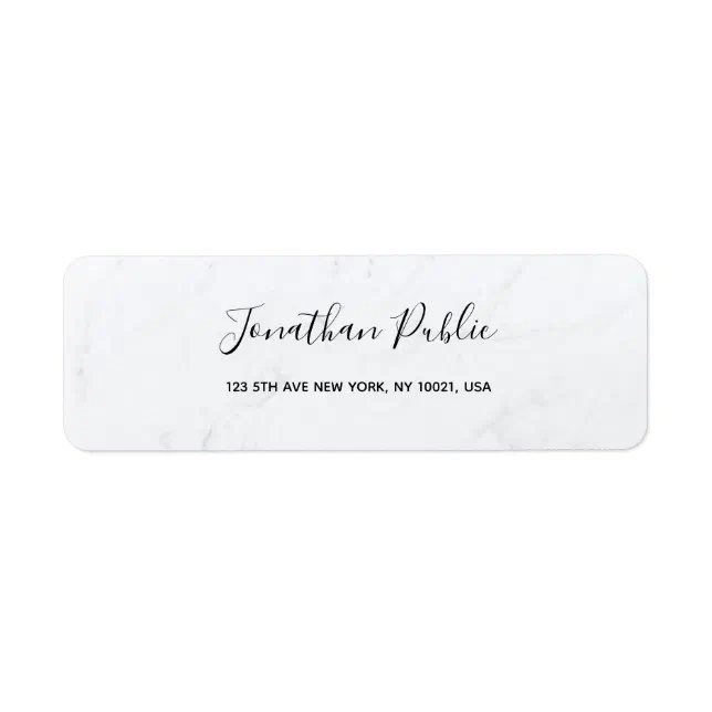Modern Handwritten Script Elegant Marble Simple Label | Zazzle