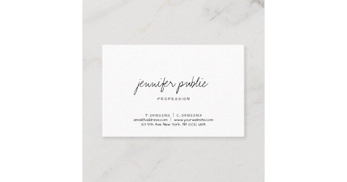 Modern Handwritten Script Elegant Minimalist Business Card | Zazzle