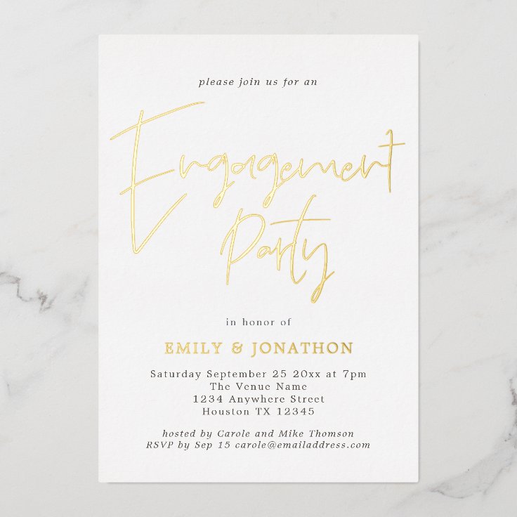 Modern Handwritten Script Engagement Party Real Fo Foil Invitation | Zazzle