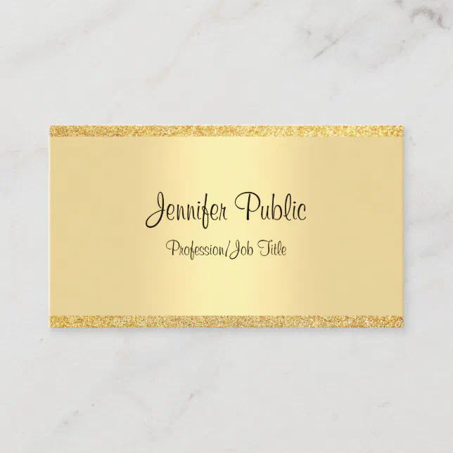 Modern Handwritten Script Gold Glitter Template Business Card | Zazzle