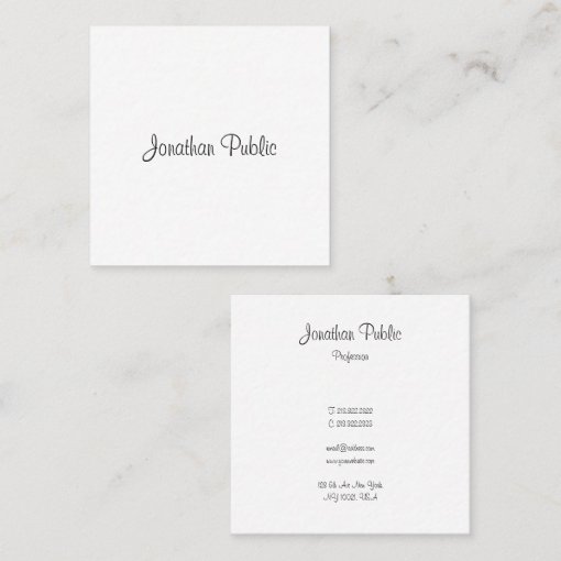 Modern Handwritten Script Name Template Trendy Square Business Card ...
