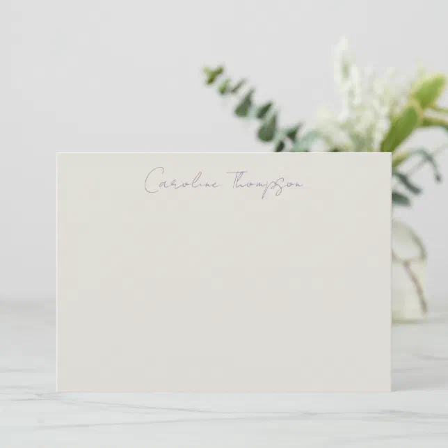 Modern Handwritten Script Purple Personalized Name Note Card | Zazzle