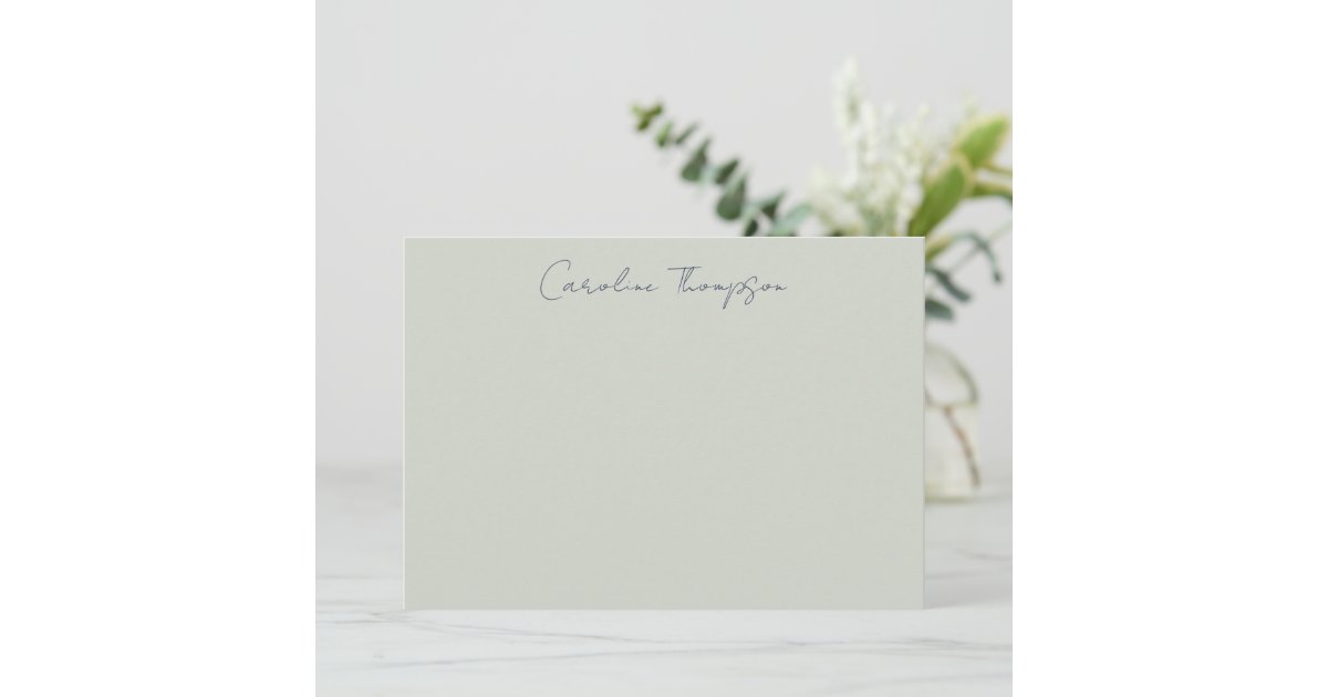 Modern Handwritten Script Sage Personalized Name Note Card | Zazzle