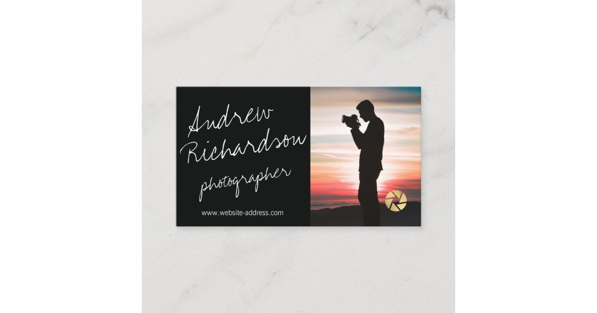 Modern Handwritten Silhouette Photographer Business Card | Zazzle