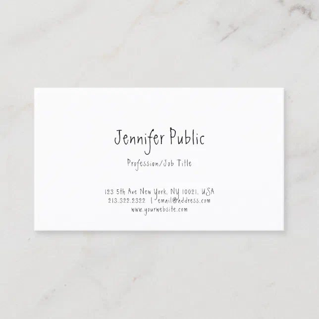 Modern Handwritten Simple Elegant Template Top Business Card | Zazzle