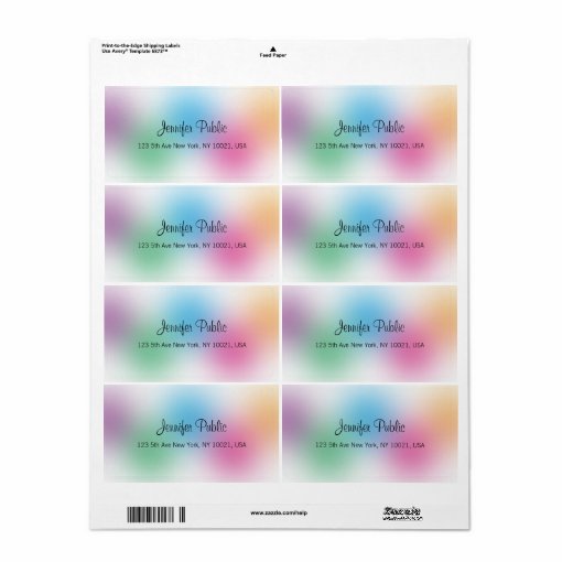 Modern Handwritten Template Elegant Rainbow Colors Label | Zazzle