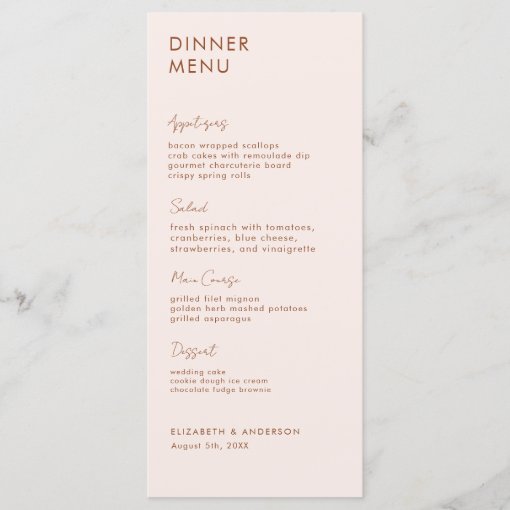 Modern Handwritten Terracotta Dinner Card | Zazzle