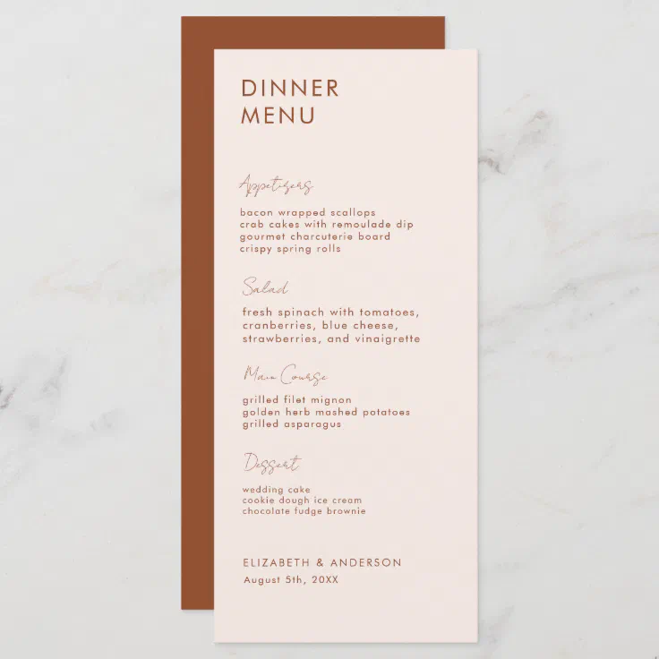 Modern Handwritten Terracotta Dinner Card | Zazzle