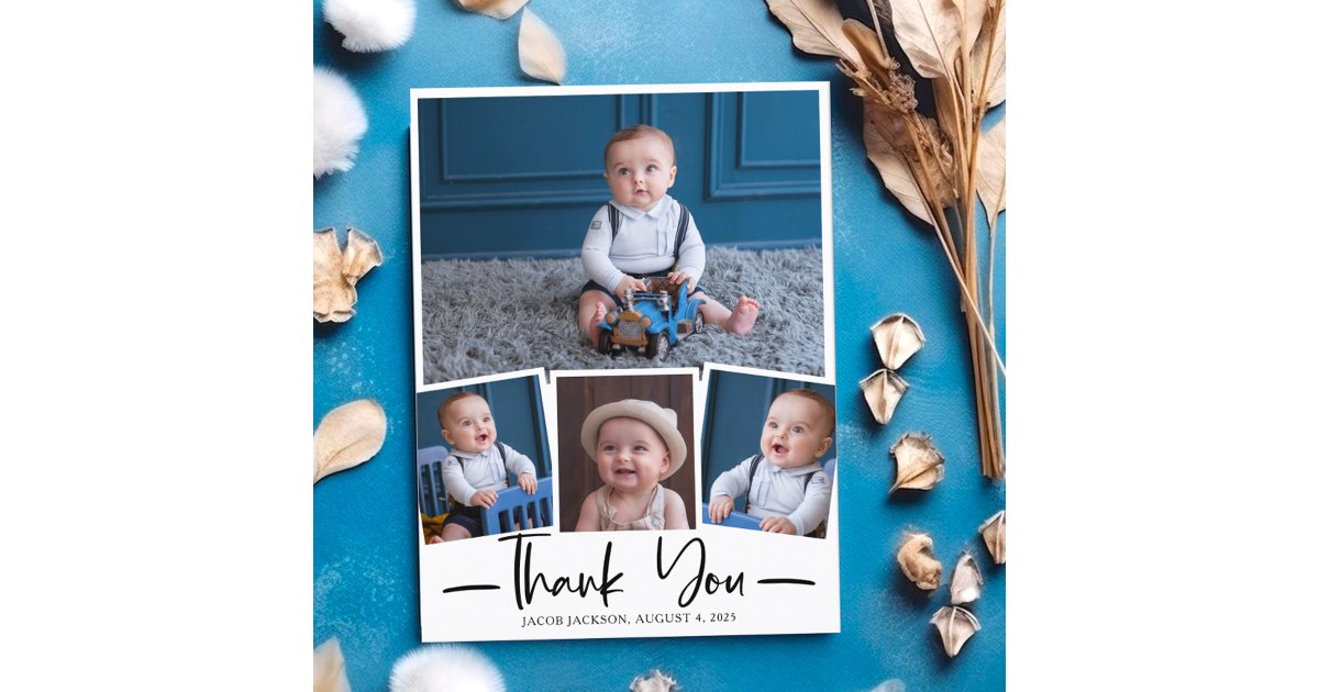 Modern Handwritten Thank You Photo Collage | Zazzle