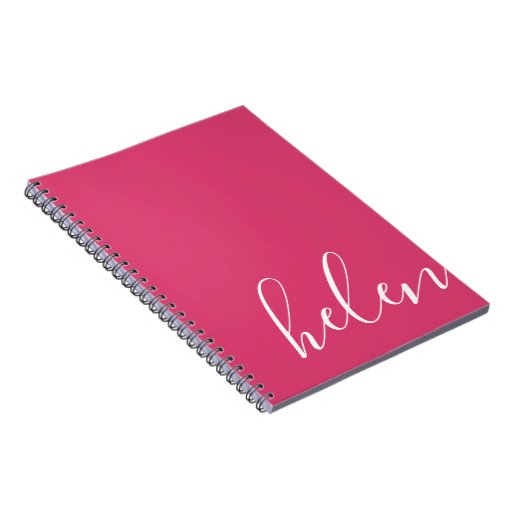 Modern Handwritten Typography Script Name in Pink Notebook | Zazzle