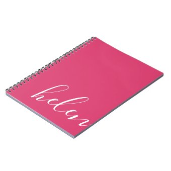 Modern Handwritten Typography Script Name in Pink Notebook | Zazzle