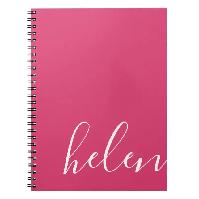 Modern Handwritten Typography Script Name in Pink Notebook | Zazzle