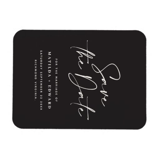 Modern handwritten typography wedding announcement magnet | Zazzle