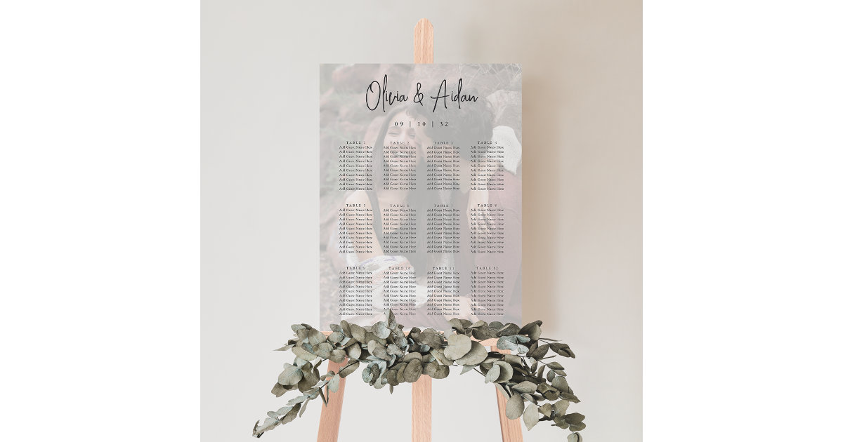 Modern Handwritten Wedding Photo Seating Chart Foam Board | Zazzle