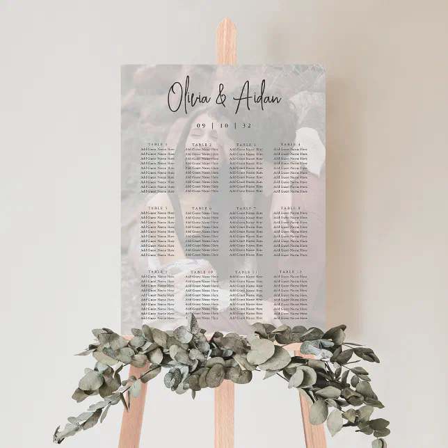 Modern Handwritten Wedding Photo Seating Chart Foam Board | Zazzle