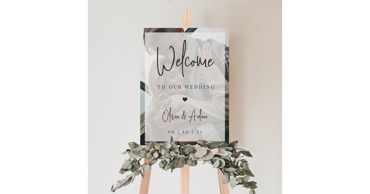 Modern Handwritten Wedding Photo Welcome Sign | Zazzle