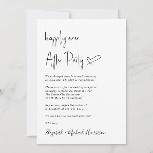 Modern Happily Ever After Wedding Reception Invitation | Zazzle