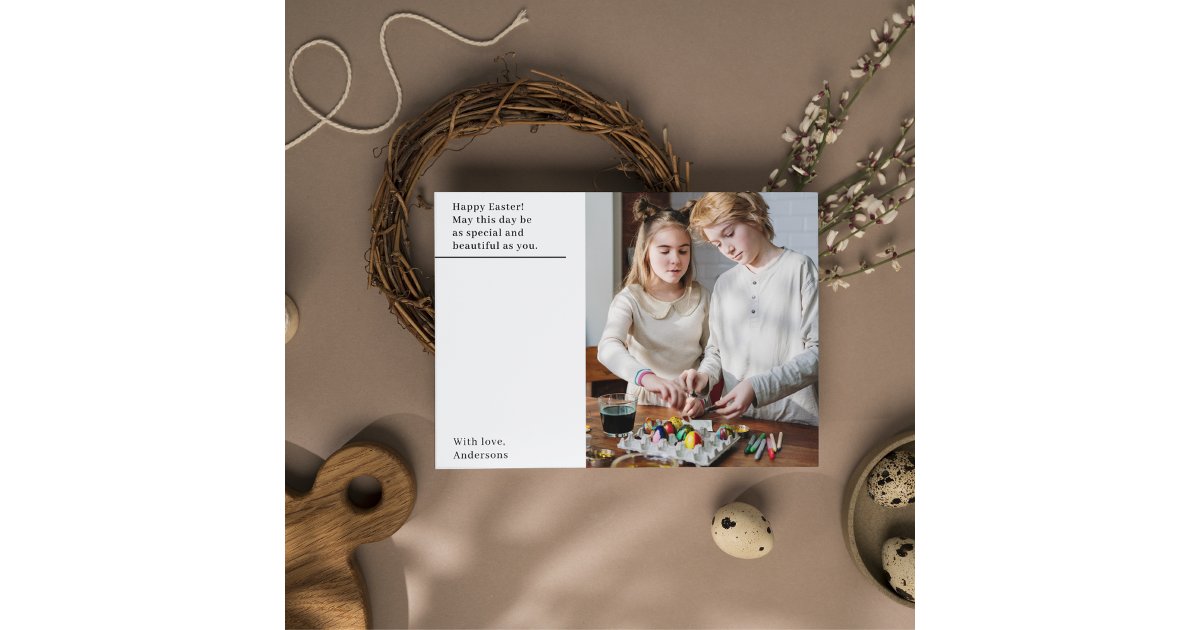 Modern Happy Easter With Photo Postcard | Zazzle