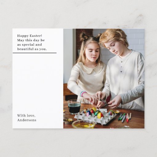 Modern Happy Easter With Photo Postcard | Zazzle