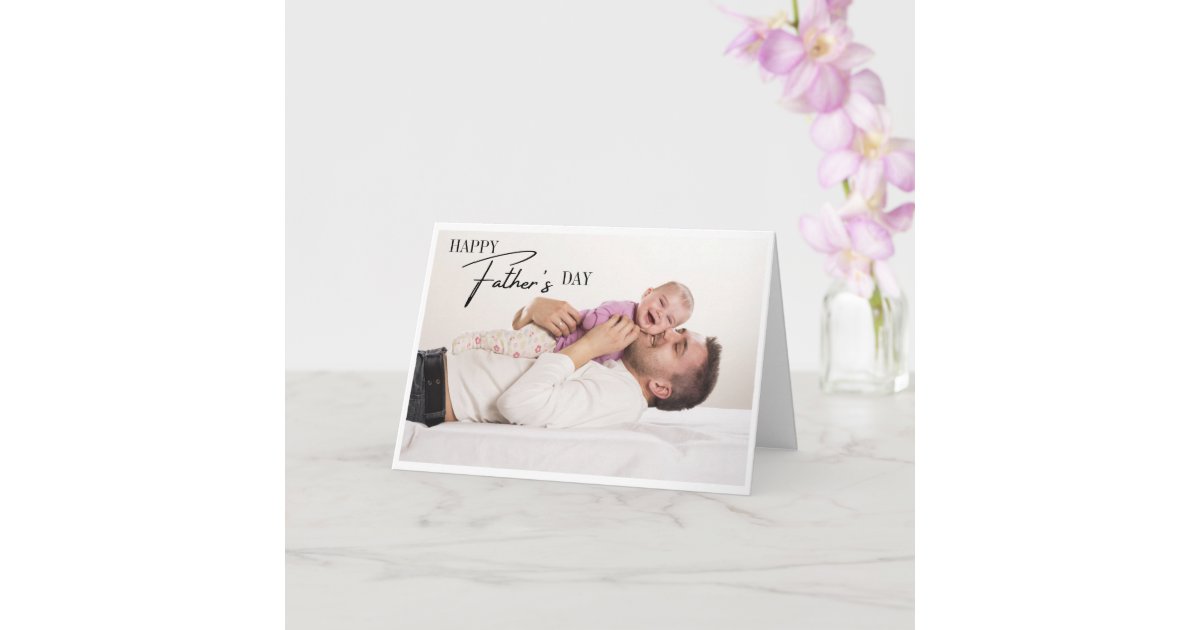 Modern Happy Father's Day Script Photo Card | Zazzle