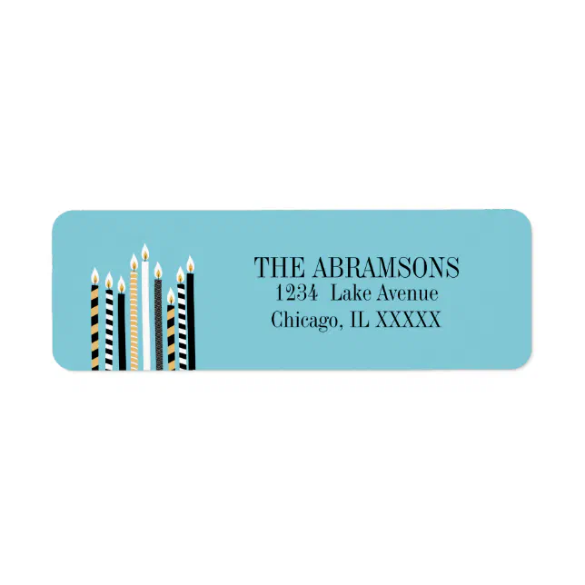 Modern Happy Hanukkah Candle Holiday Address Label | Zazzle