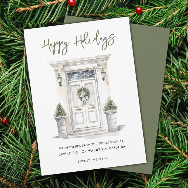 Modern Happy Holidays Business Flat Holiday Card | Zazzle