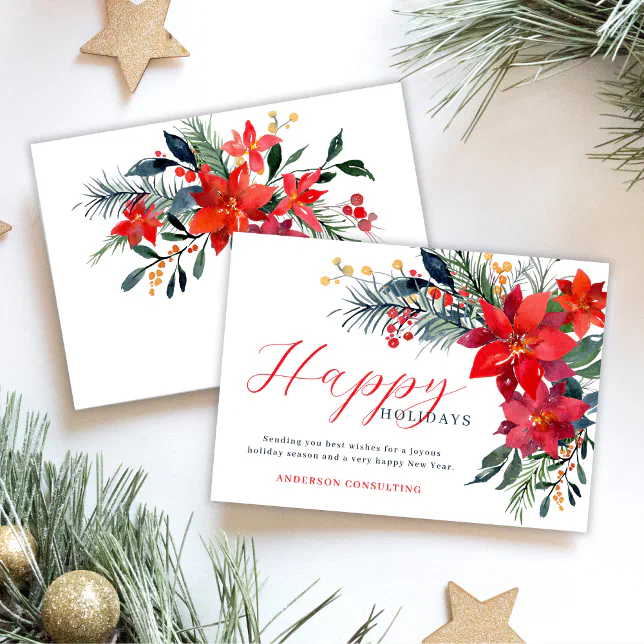 Modern Happy Holidays Business Holiday Card | Zazzle