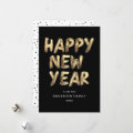 Modern Happy New Year Black and Gold Non-Photo Holiday Card | Zazzle