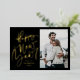 Modern Happy New Year Photo Black and Gold Foil Holiday Card | Zazzle