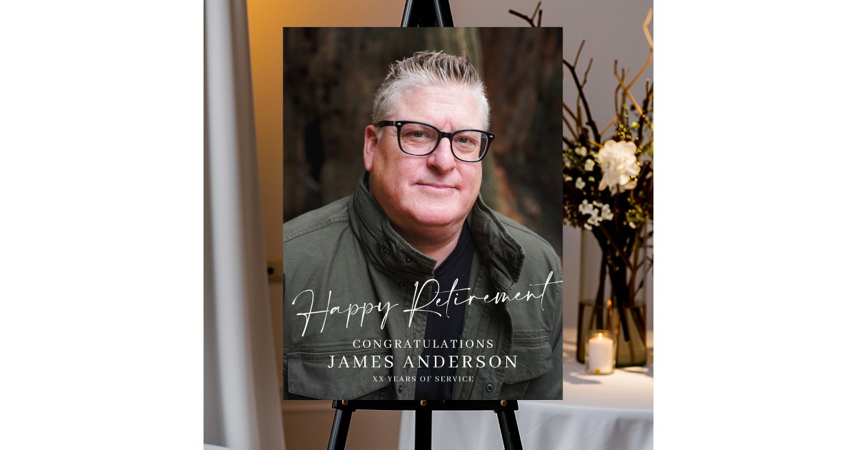 Modern Happy Retirement Party Photo + Script Sign | Zazzle