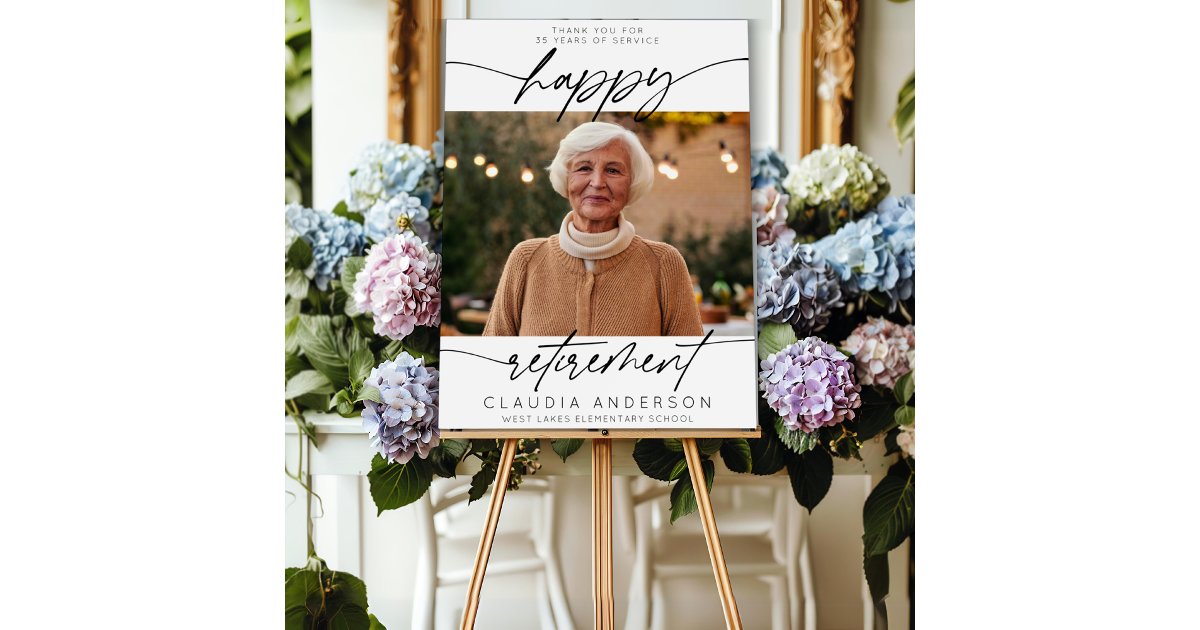Modern Happy Retirement Script Photo Foam Board | Zazzle