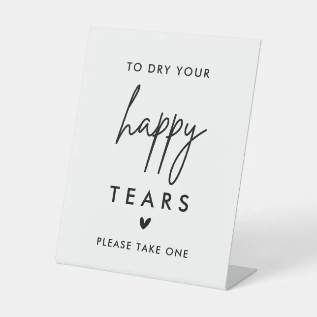 Modern Happy Tears Wedding Tissues Pedestal Sign | Zazzle