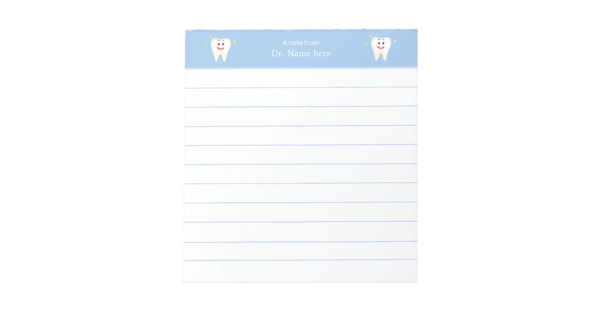 Modern Happy Tooth Lined Dentist Notepad | Zazzle