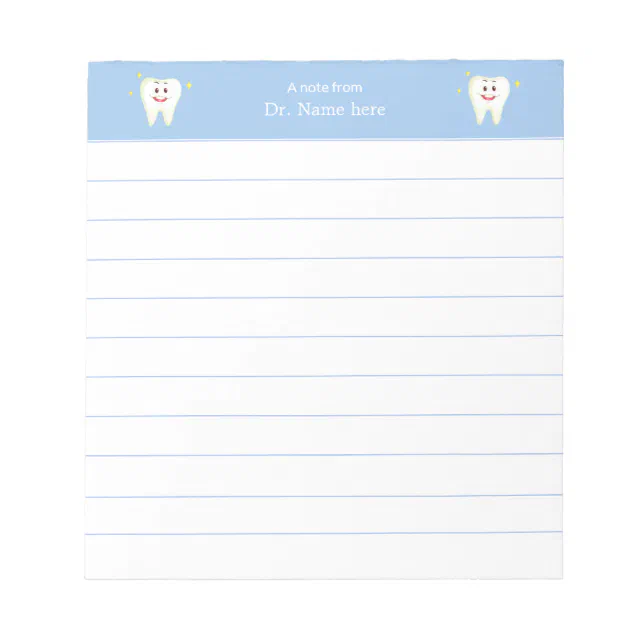 Modern Happy Tooth Lined Dentist Notepad | Zazzle