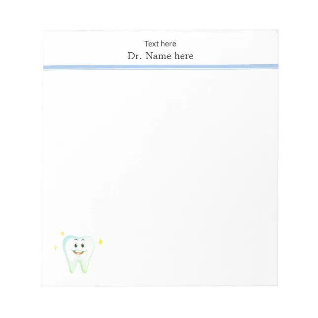 Modern Happy Tooth Simple Dentist Notepad | Zazzle