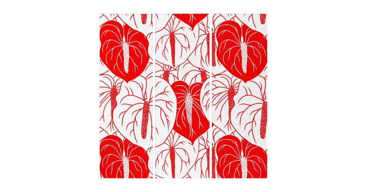 Modern Hawaiian Anthurium print pattern Triptych | Zazzle