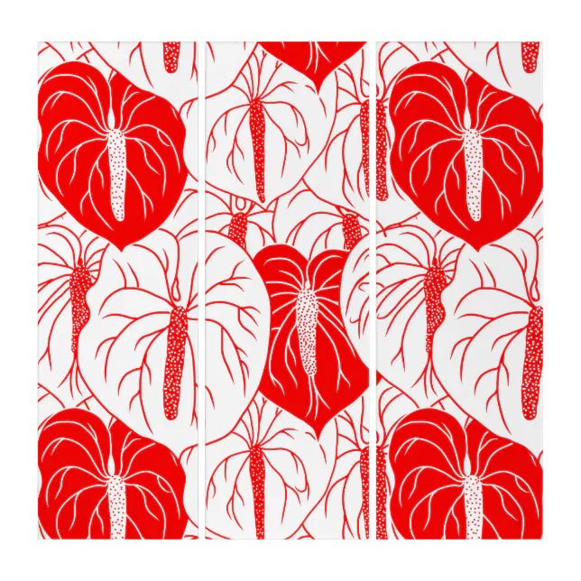 Modern Hawaiian Anthurium print pattern Triptych | Zazzle