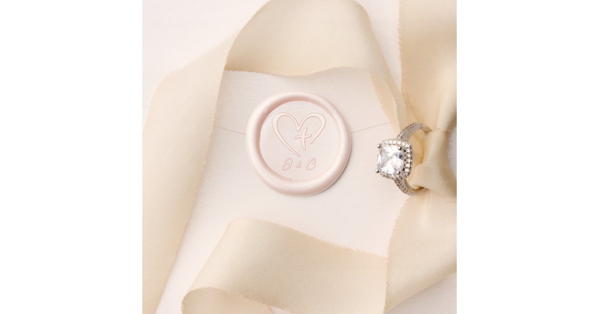 Modern Heart Christian Cross Initials Wax Seal Sta | Zazzle