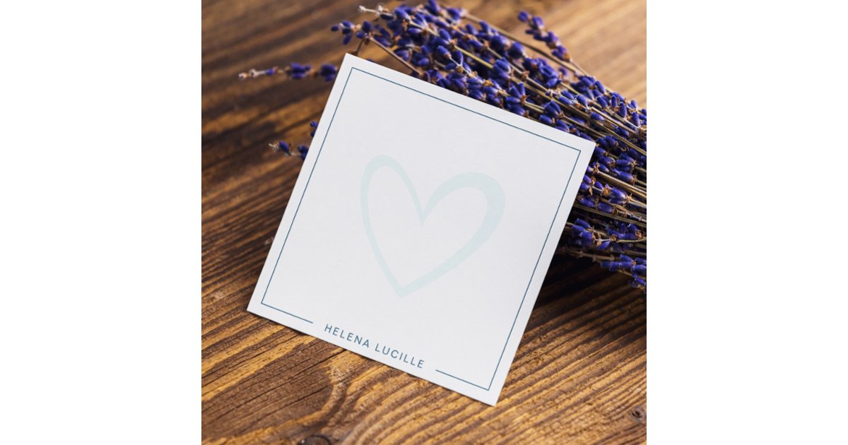 Modern Heart Watermark Simple Note Card | Zazzle