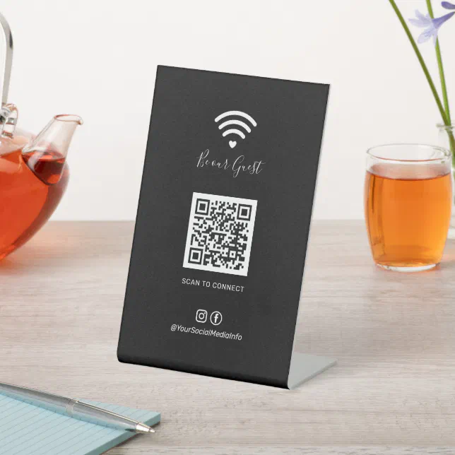 Modern Heart Wifi QR code Social Media Sign | Zazzle