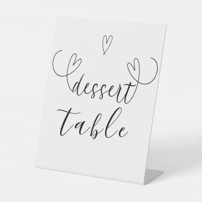 Modern Hearts Black White Wedding Dessert Table Pedestal Sign | Zazzle