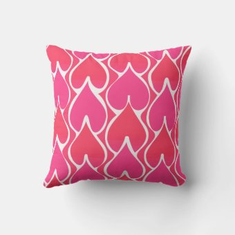 Modern Hearts Coral Retro Pink Pattern Throw Pillow | Zazzle