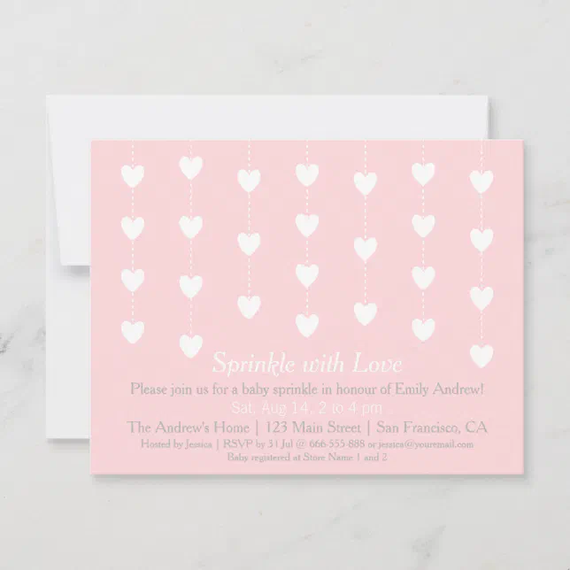 Modern Hearts Sprinkle with Love Invitations | Zazzle