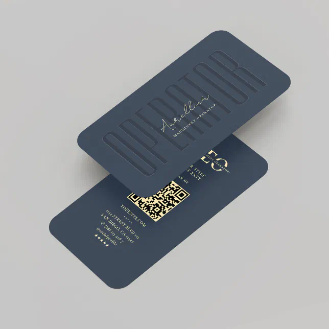 Modern Heavy Equipment Operator Monogram Dark Blue Business Card | Zazzle