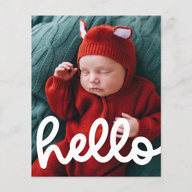 Modern Hello Birth Announcement with Photo Budget Flyer | Zazzle