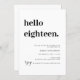 Modern Hello Eighteen Birthday Party Invitation | Zazzle
