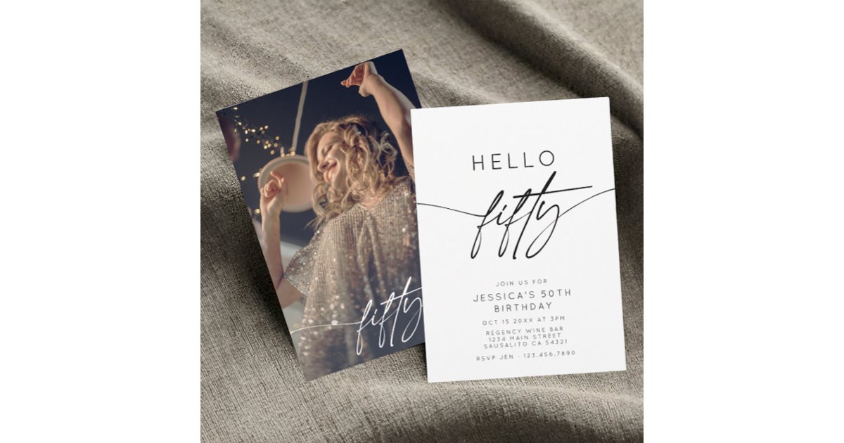 Modern Hello Fifty 50th Birthday Party Welcome Invitation | Zazzle