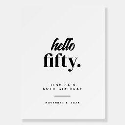 Modern Hello Fifty 50th Birthday Welcome Sign | Zazzle