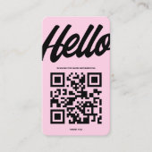 MODERN HELLO LOGO PROFESSIONAL QR PINK BUSINESS CARD | Zazzle
