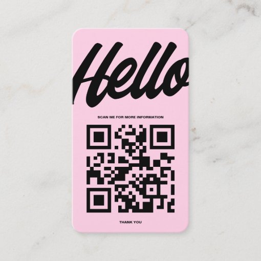 MODERN HELLO LOGO PROFESSIONAL QR PINK BUSINESS CARD | Zazzle